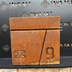 Custom Wall Mount Cor-ten Steel Mailbox | Modern Personalizable Corten ...