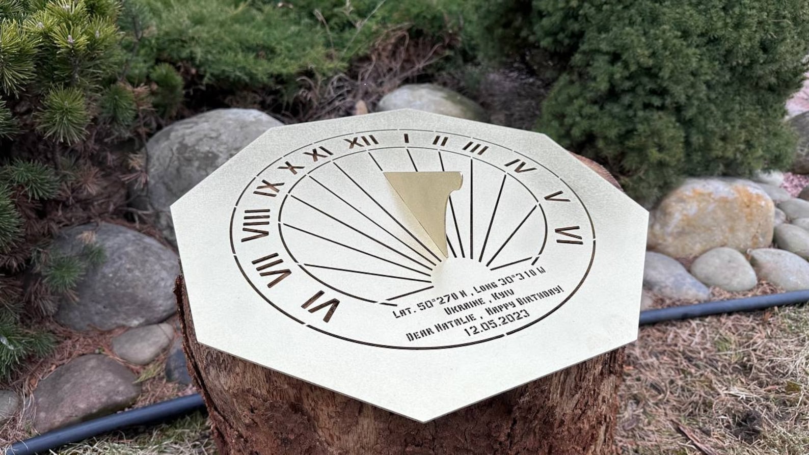 Custom Engraved Metal Sundial | Personalised Anniversary Gift | Steel ...