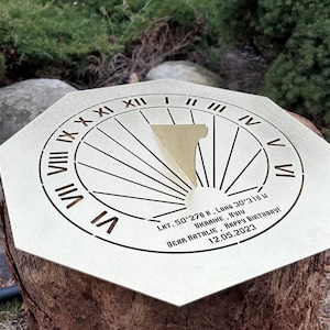 Custom Engraved Metal Sundial | Personalised Anniversary Gift | Steel ...