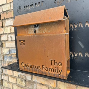 Custom Wall Mount Cor-ten Steel Mailbox | Modern Personalizable Corten ...