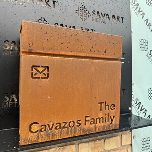 Custom Wall Mount Cor-ten Steel Mailbox | Modern Personalizable Corten ...