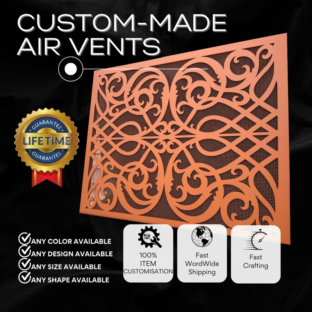 Personalized Metal Flat Cabinet Screens - Artisan Metal Flat Air Flow Grilles With Mesh - Custom ...
