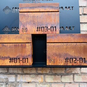 Custom Wall Mount Cor-ten Steel Mailbox | Modern Personalizable Corten ...