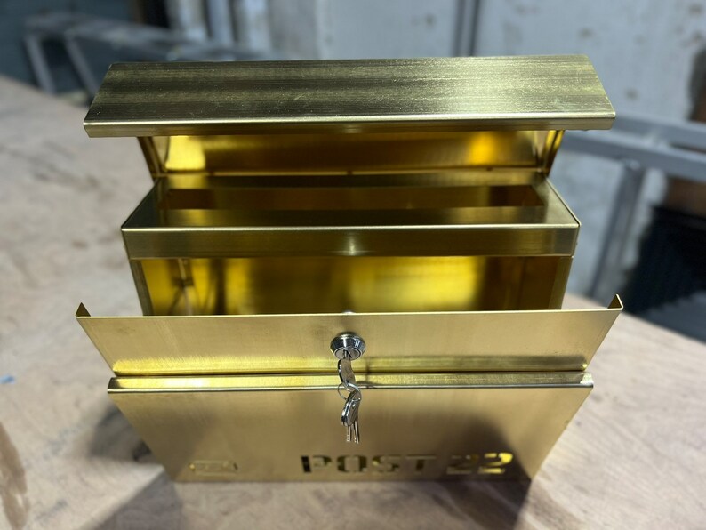 PURE BRASS Personalized Letter Box Modern Wall Mount Brass - Etsy