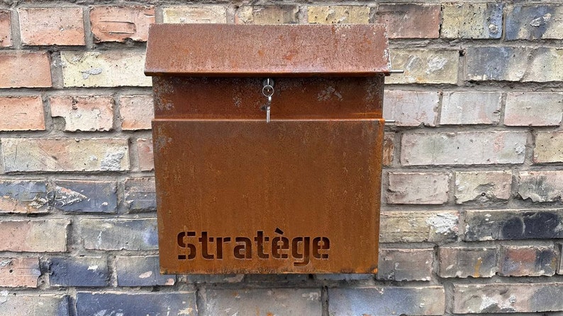 Custom Wall Mount Cor-ten Steel Mailbox | Modern Personalizable Corten ...