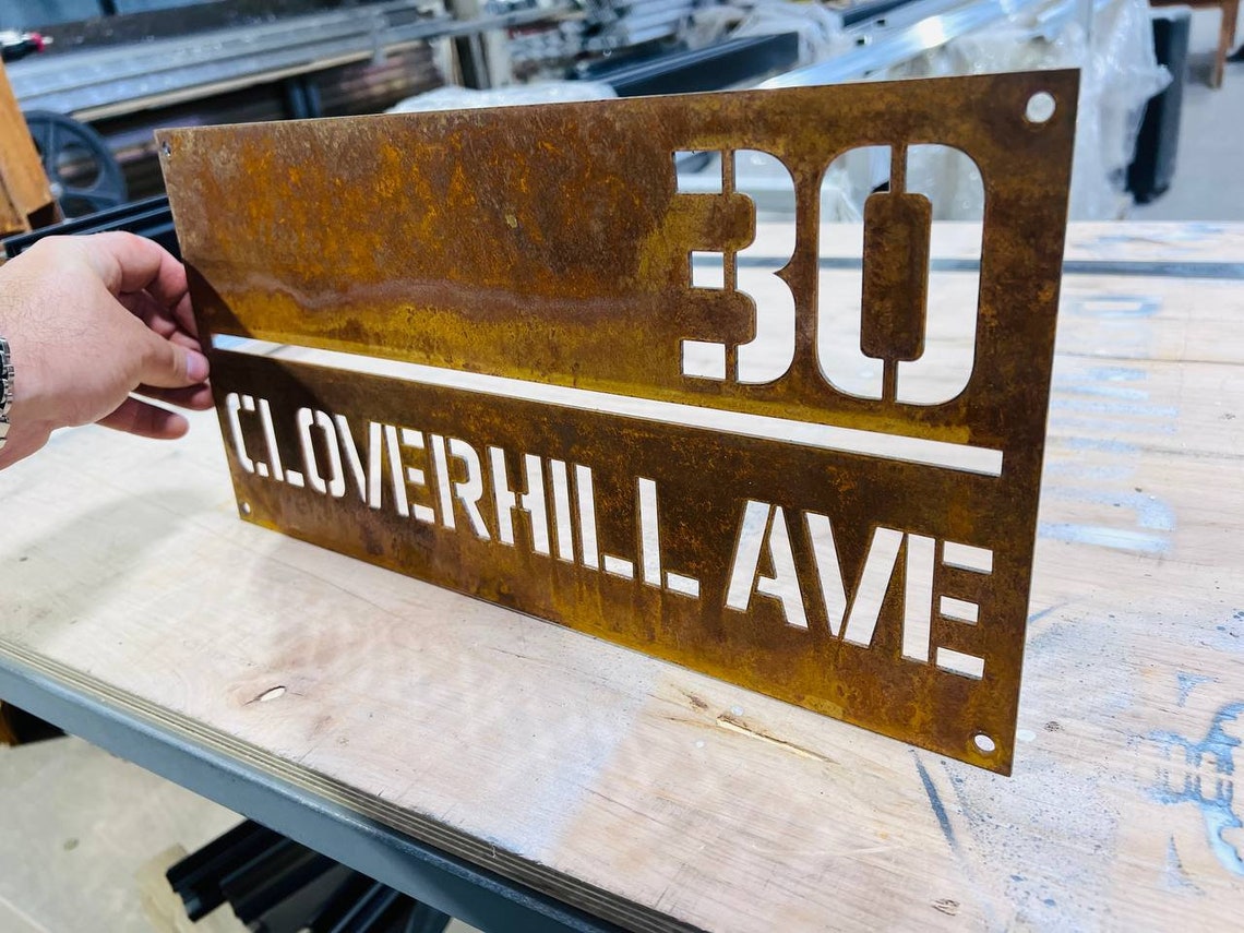 Custom COR-TEN Steel House Sign Corten weathering - Etsy