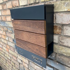 Merbau Wall Mount Personalized Mailbox | Steel + Merbau Wood Postbox ...
