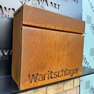 Custom Wall Mount Cor-ten Steel Mailbox Modern Personalizable Corten ...