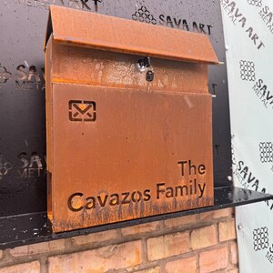 Custom Wall Mount Cor-ten Steel Mailbox | Modern Personalizable Corten ...