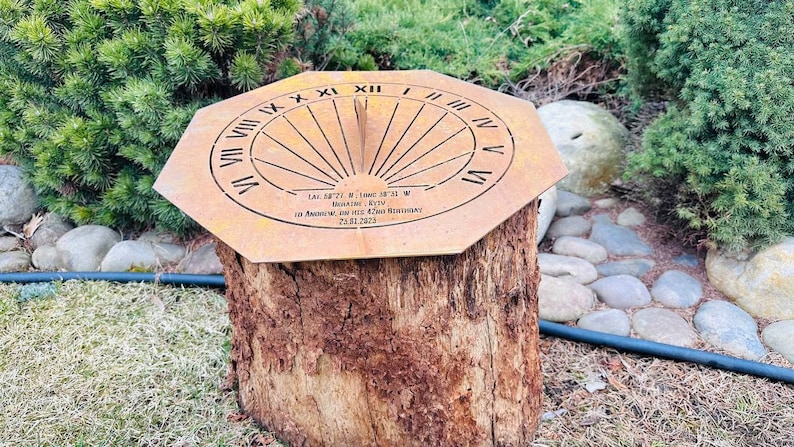 Corten Steel Custom Engraved Metal Sundial Personalised - Etsy