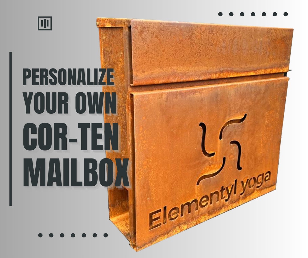 Custom Wall Mount Cor-ten Steel Mailbox | Modern Personalizable Corten ...