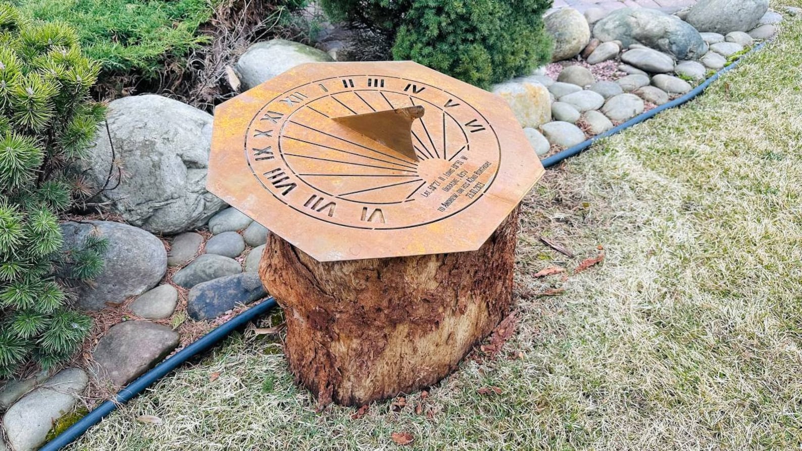 Corten Steel Custom Engraved Metal Sundial Personalised - Etsy