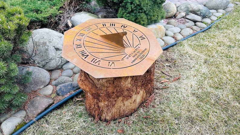 Corten Steel Custom Engraved Metal Sundial Personalised - Etsy