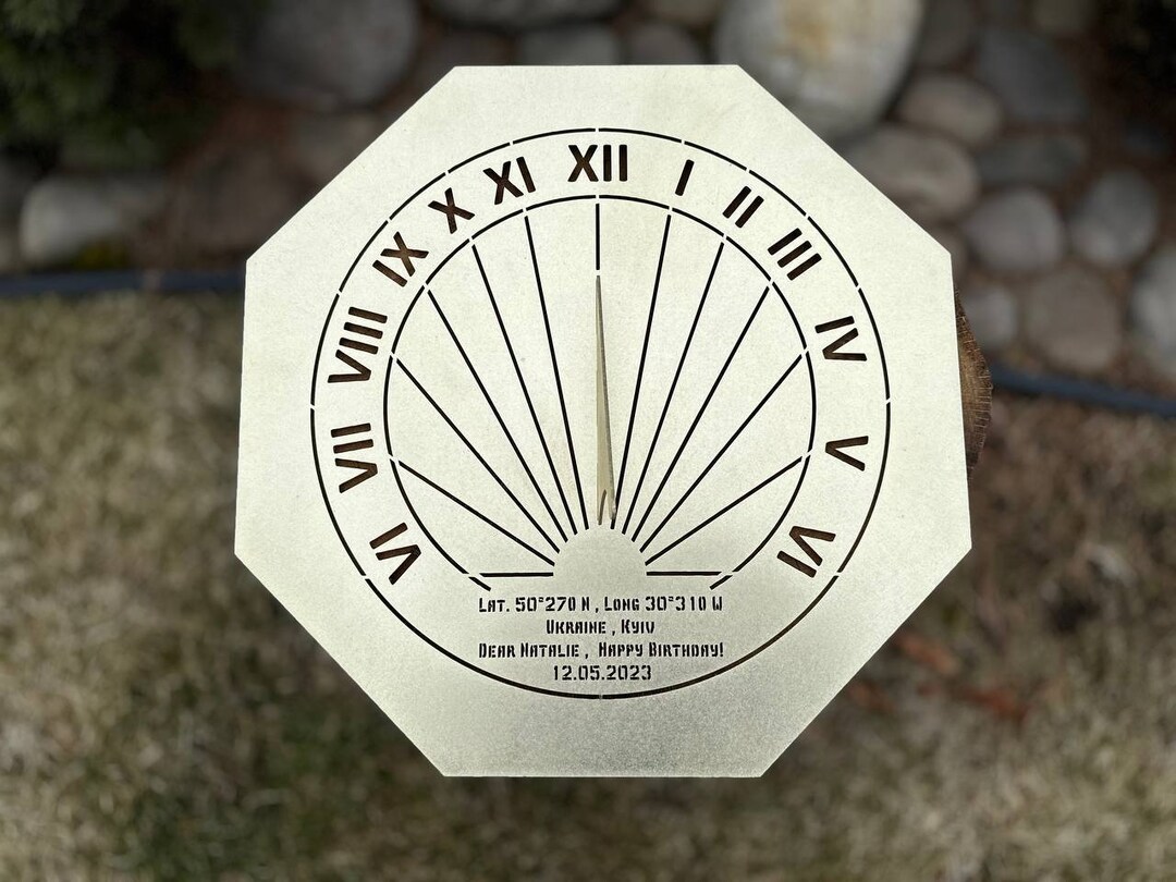 Custom Engraved Metal Sundial | Personalised Anniversary Gift | Steel ...