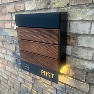 Merbau Wall Mount Personalized Mailbox | Steel + Merbau Wood Postbox ...