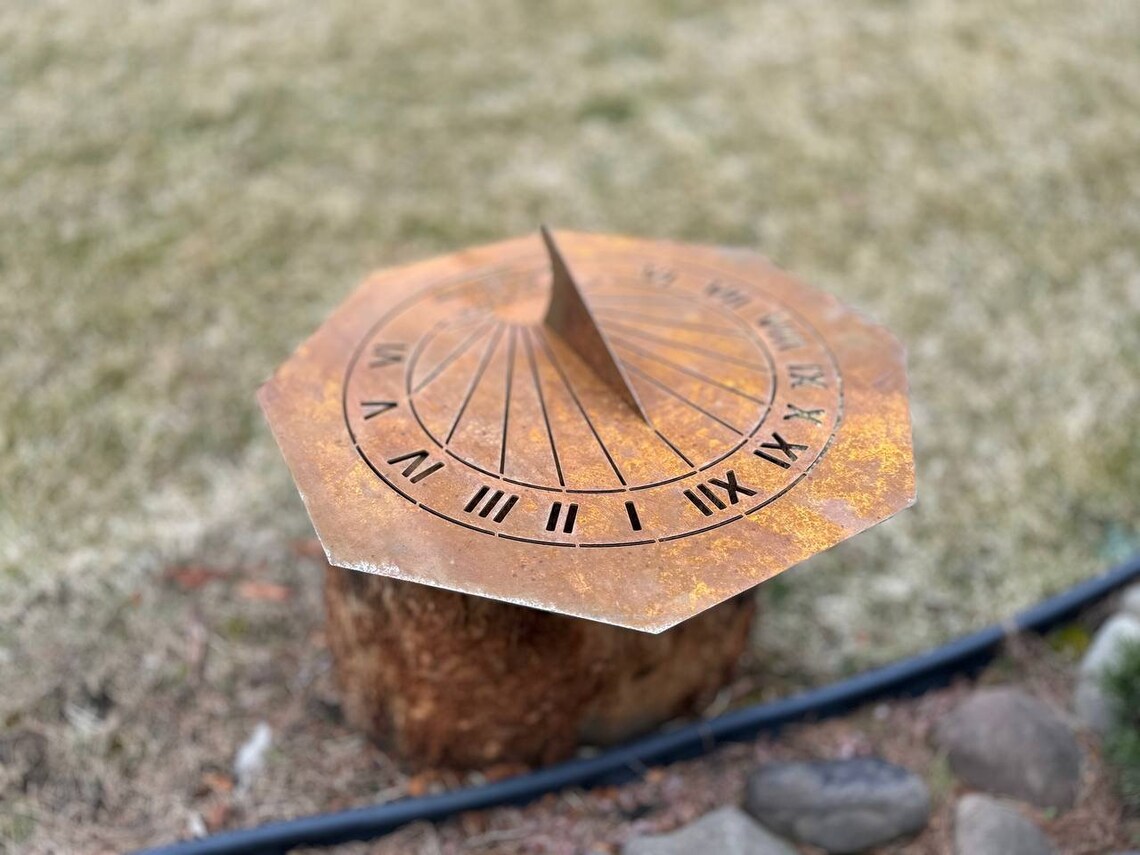 Corten Steel Custom Engraved Metal Sundial Personalised - Etsy