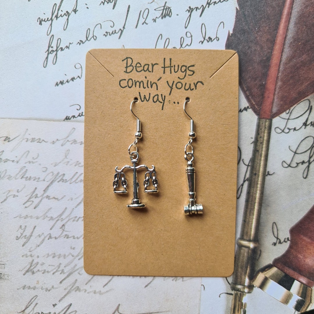Gavel and Scales of Justice Earrings Graduation Gift Lawyer Gift Quirky ...
