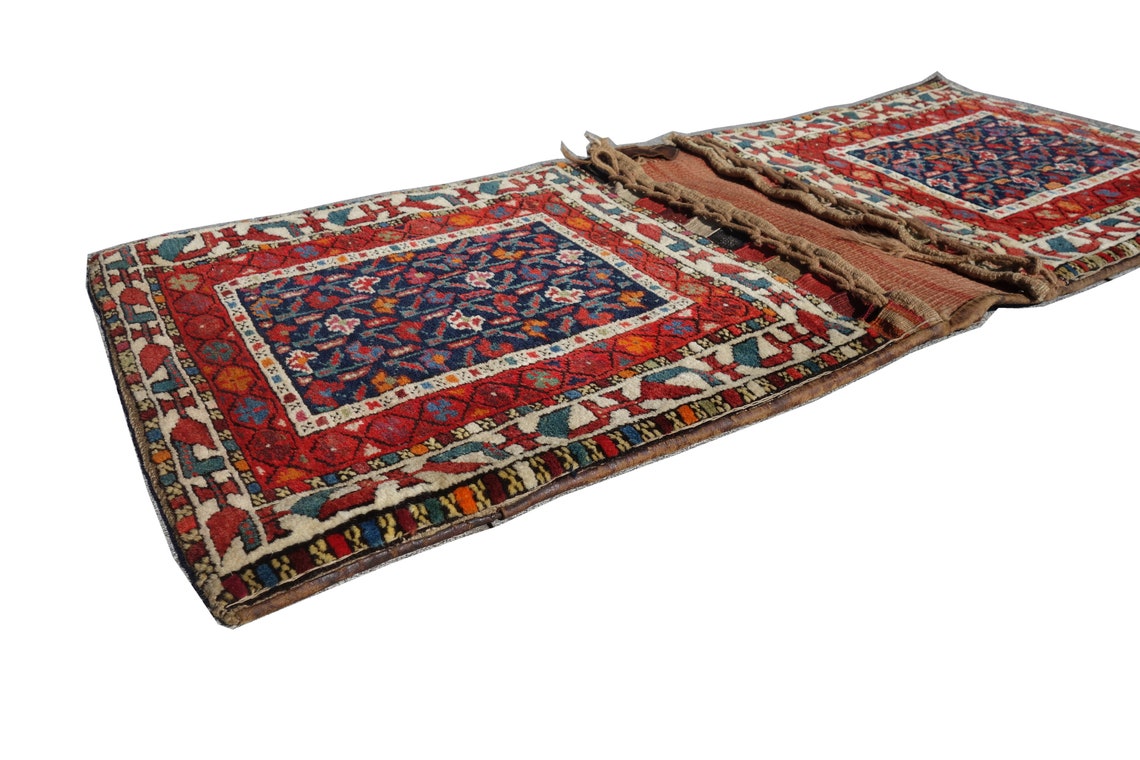 Camel Saddle Bag With Camel Hair Antique Caucasian Rug Hand-knotted and ...