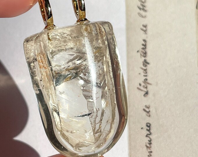 Unique Quartz Etching Inclusion Pendant Clear Quartz Pendant Quartz ...