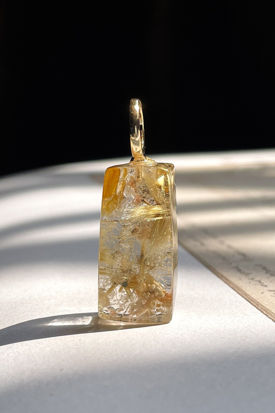 Star Gold Rutilated Quartz Pendant Golden Rutile Crystal Jewellery Star ...