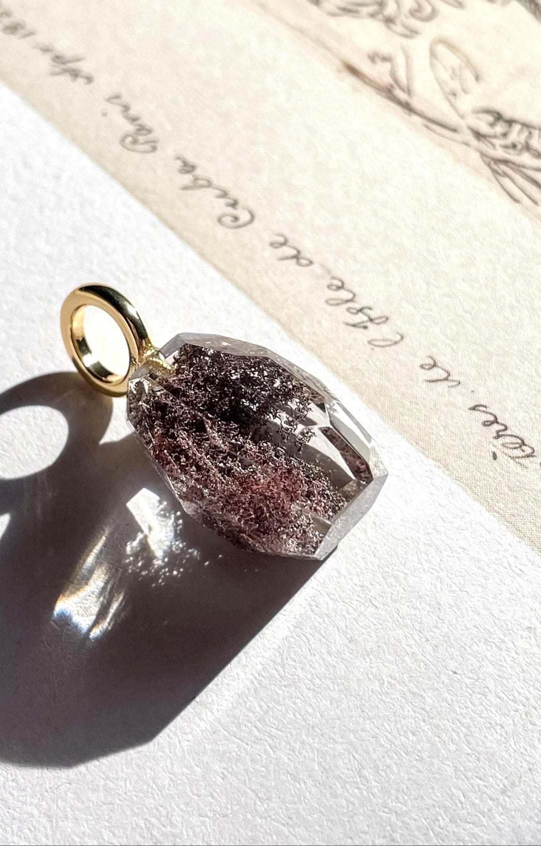 Purple Lodolite Crystal Pendant Red Garden Quartz Lodolite Quartz ...