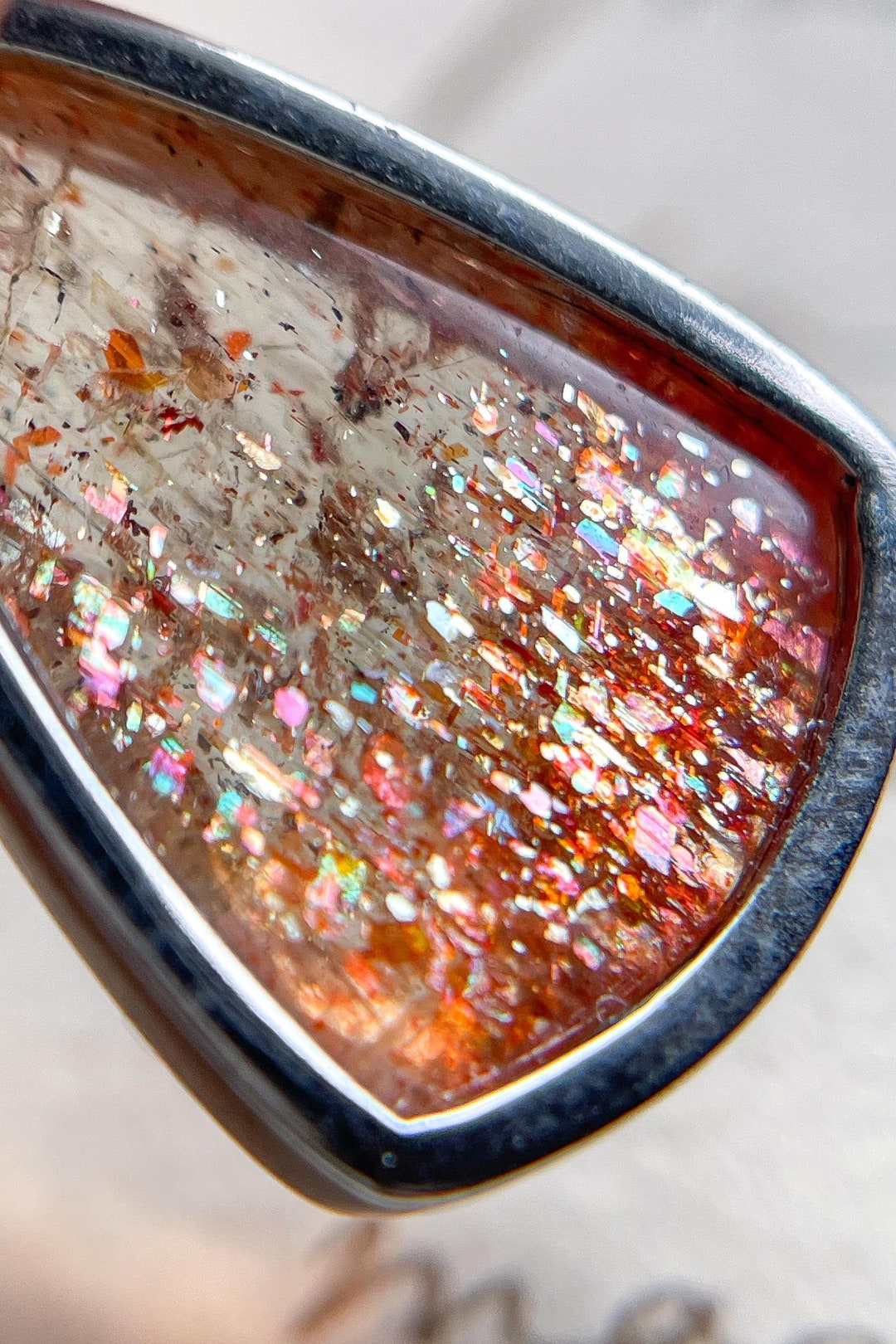 Sunstone Pendant Rainbow Confetti Sunstone Crystal Pendant High-quality ...