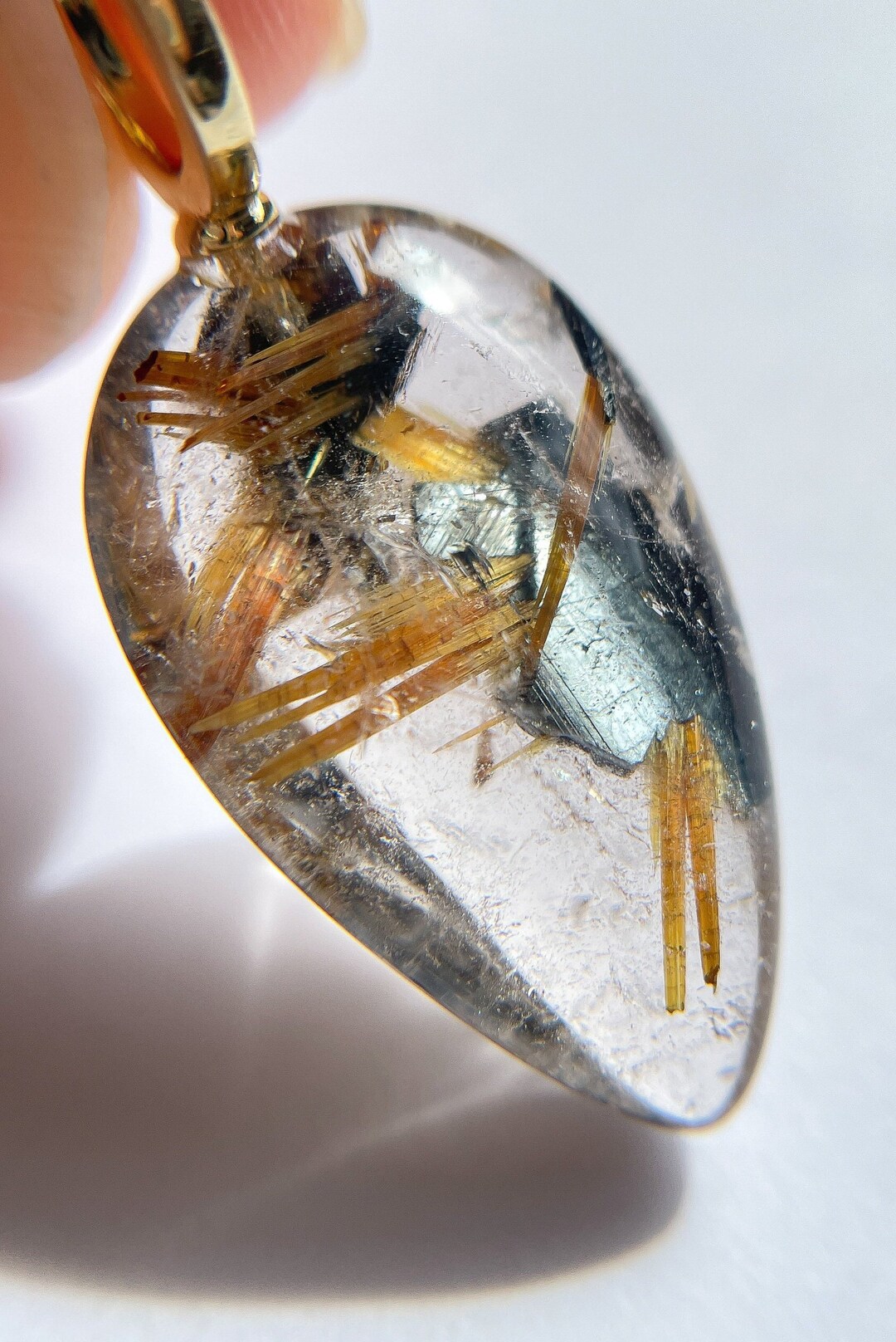 Star Gold Rutilated Quartz Pendant Golden Rutile Quartz Pendant Crystal ...