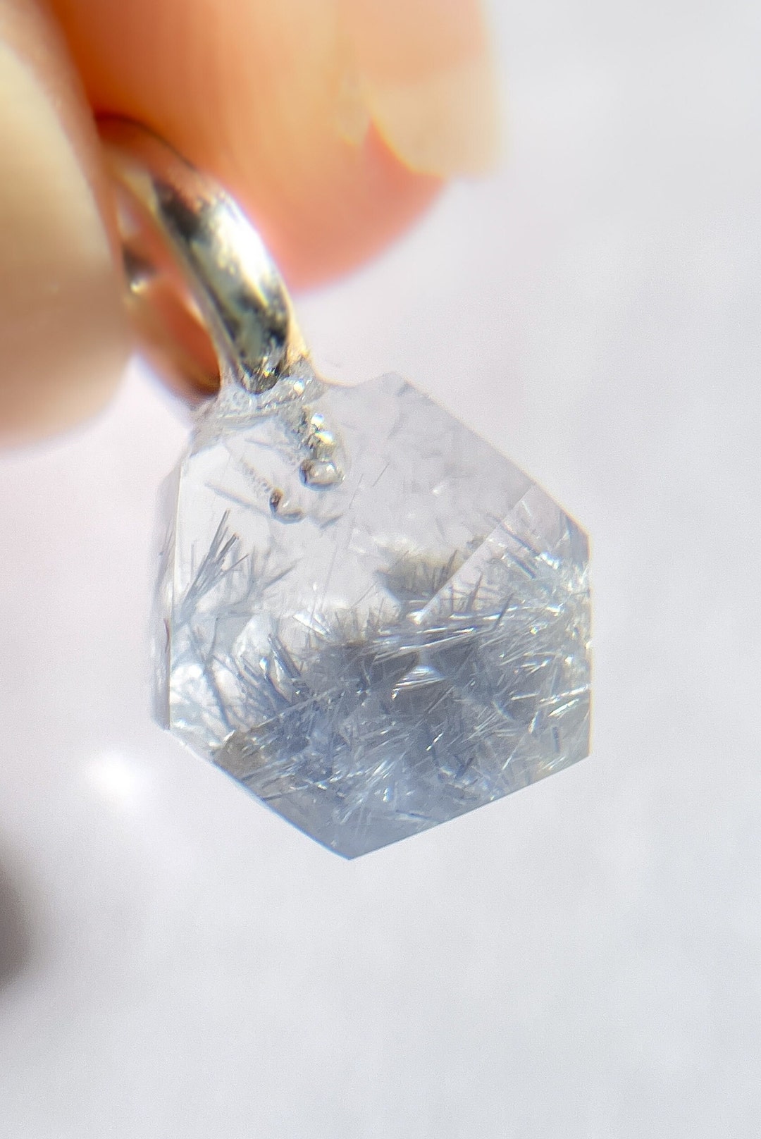 Dumortierite Quartz Pendant Rare Inclusion Charm Dumortierite Unique ...