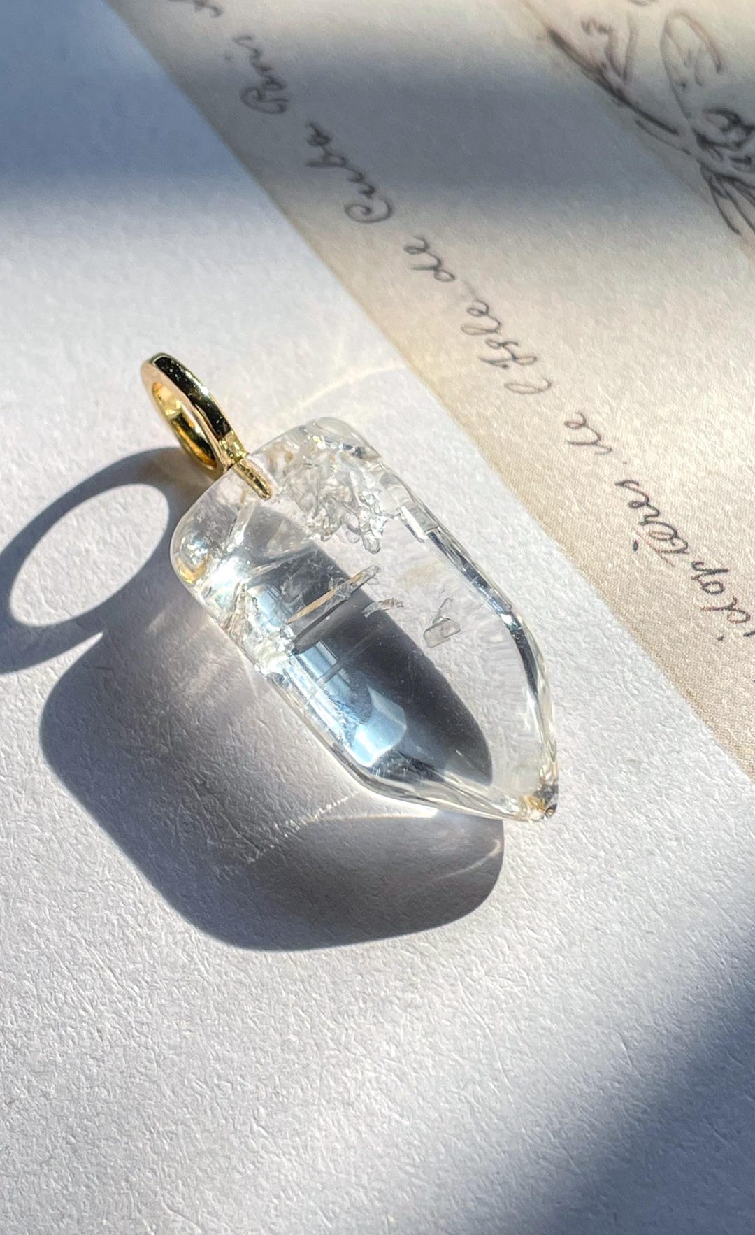 Clear Quartz Pendant Negative Quartz Inclusion Rainbow Inclusion ...