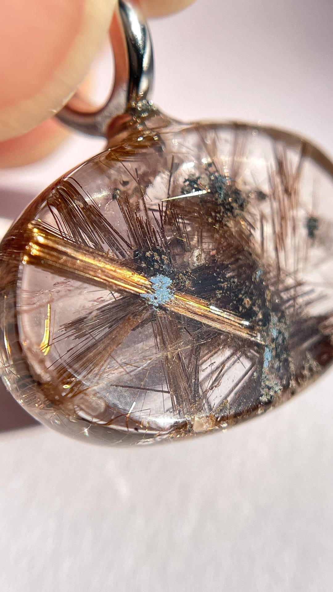 Copper Gold Star Rutile Quartz Rutile Quartz Crystal Pendant Rutilated ...