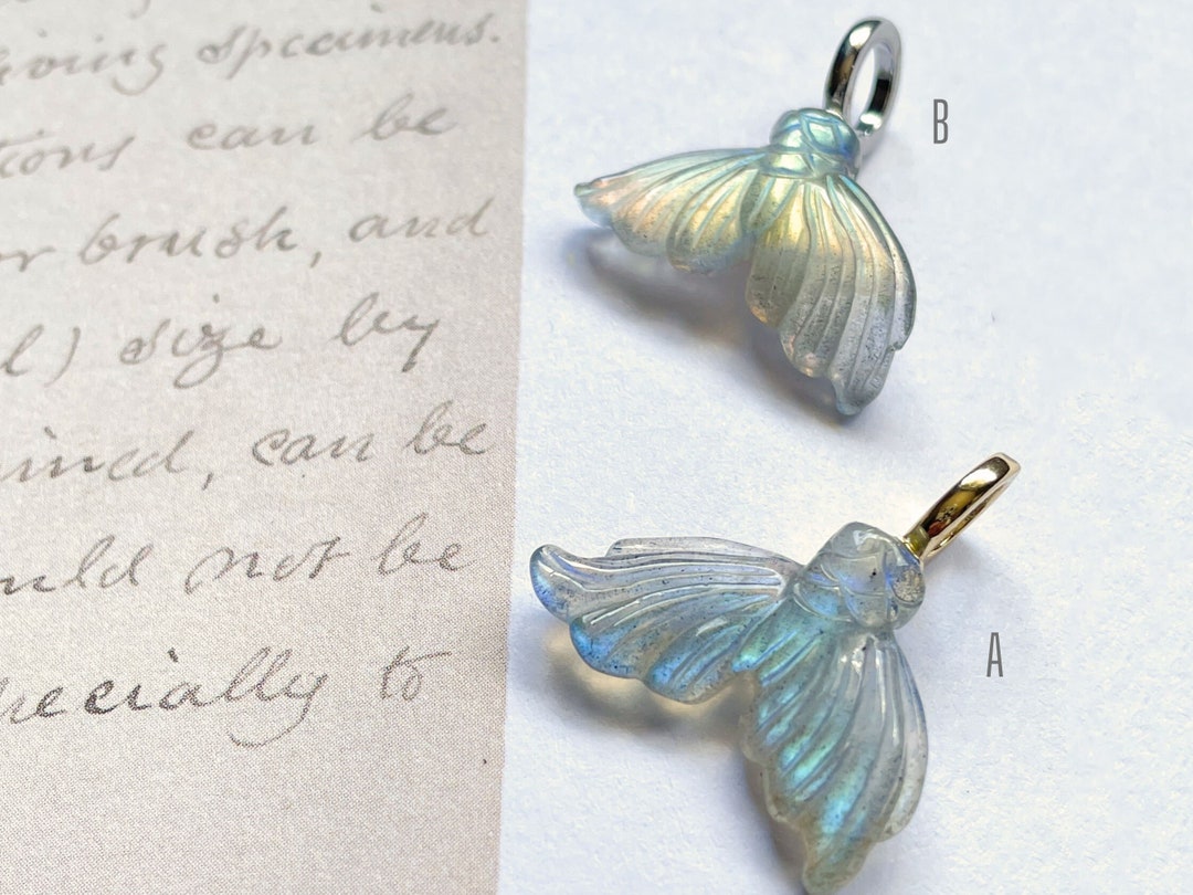 Handcarved Mermaid Tail Labradorite Crystal Pendant Whimsical Fish Tail ...