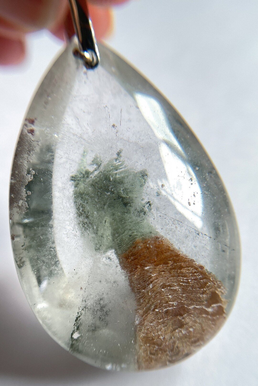 Green Lodolite Pendant Green Chlorite Phantom Quartz Necklace Quartz ...