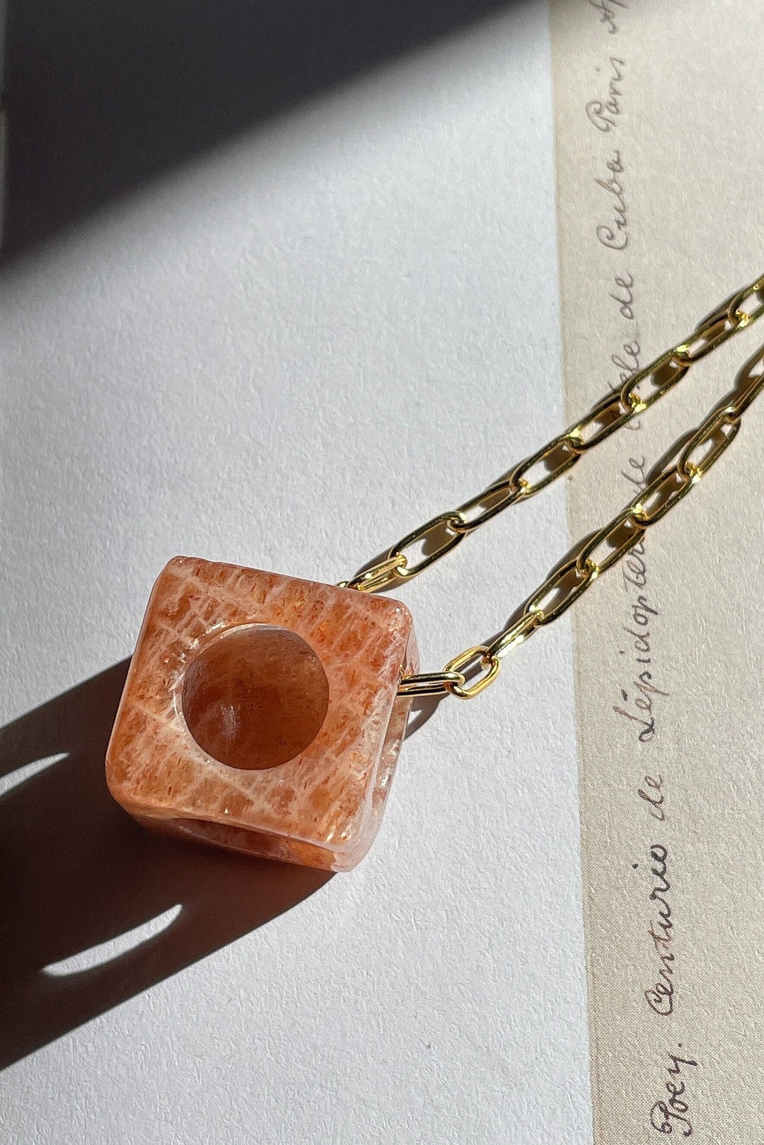 Sunstone Pendant Sunstone Cube With Sphere Inside Sphere Traped in a ...
