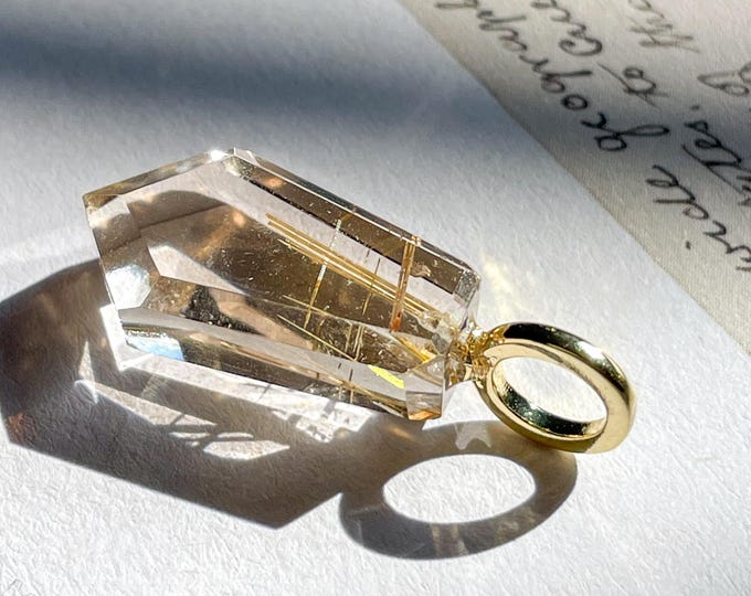Gold Rutilated Quartz Pendant Golden Rutile Quartz Crystal Jewellery ...