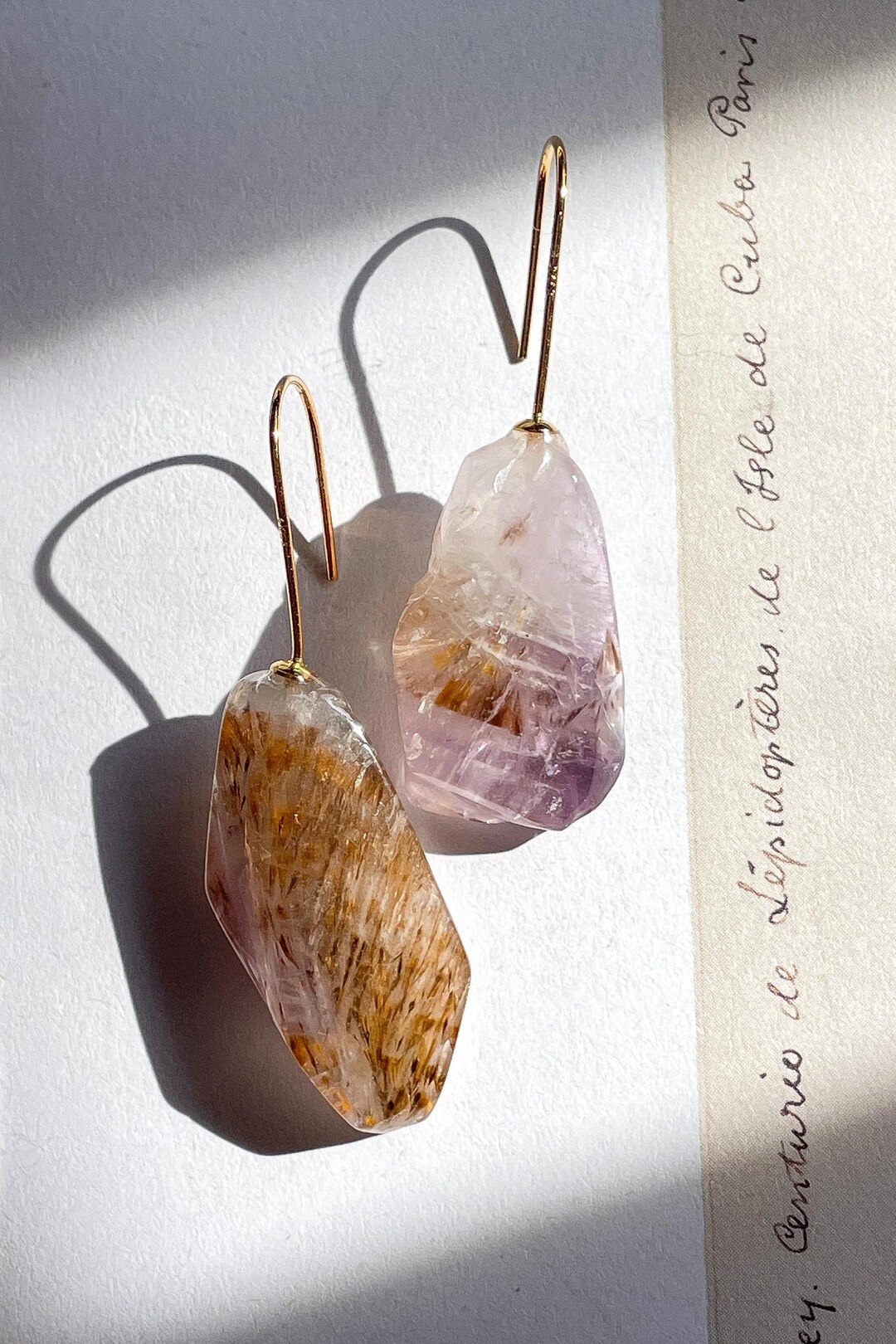 Amethyst Goethite Inclusion Crystal Earrings Rare Find Cacoxenite ...