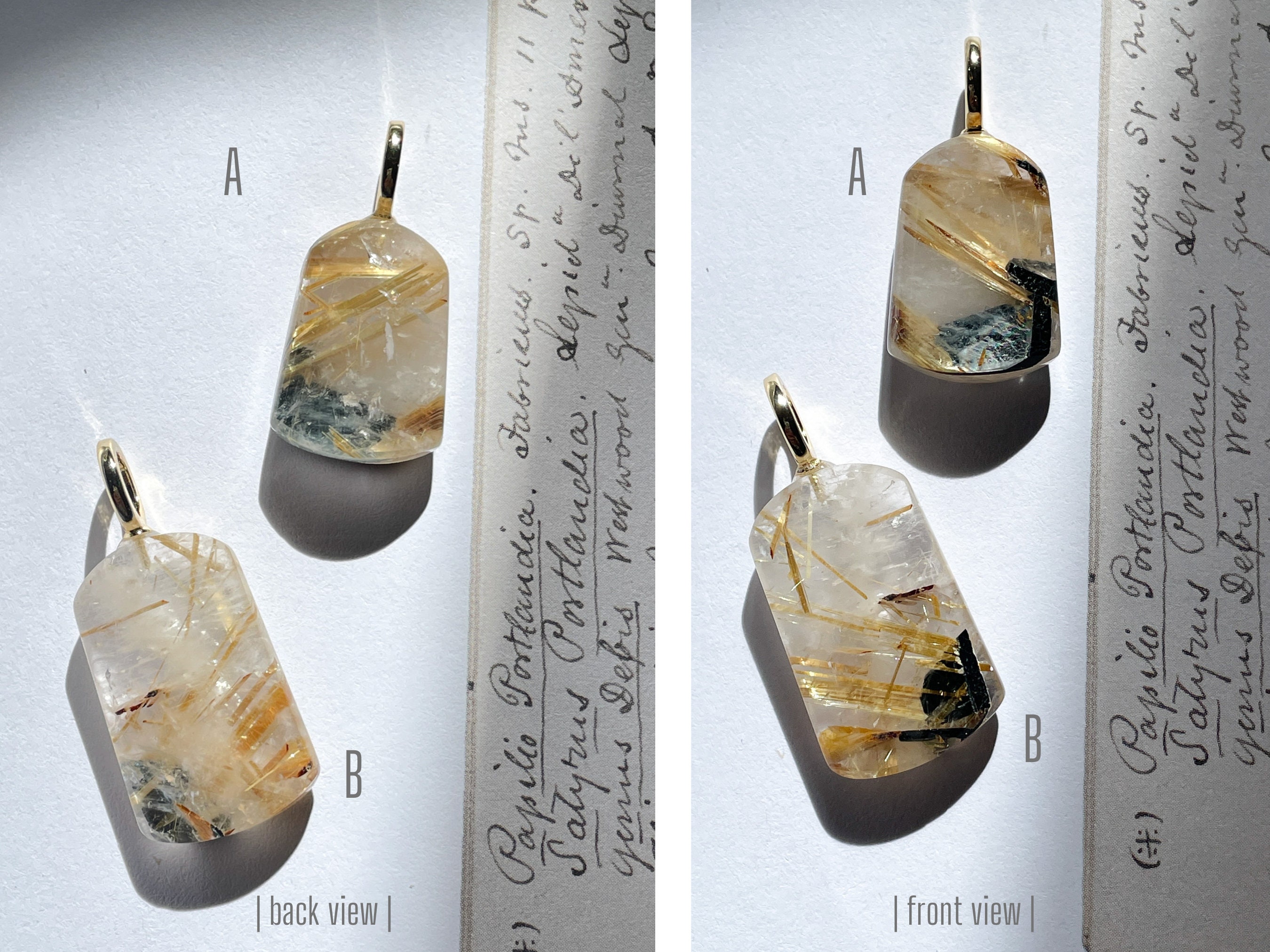 Gold Rutilated Quartz Pendant Golden Rutile Quartz Pendant - Etsy