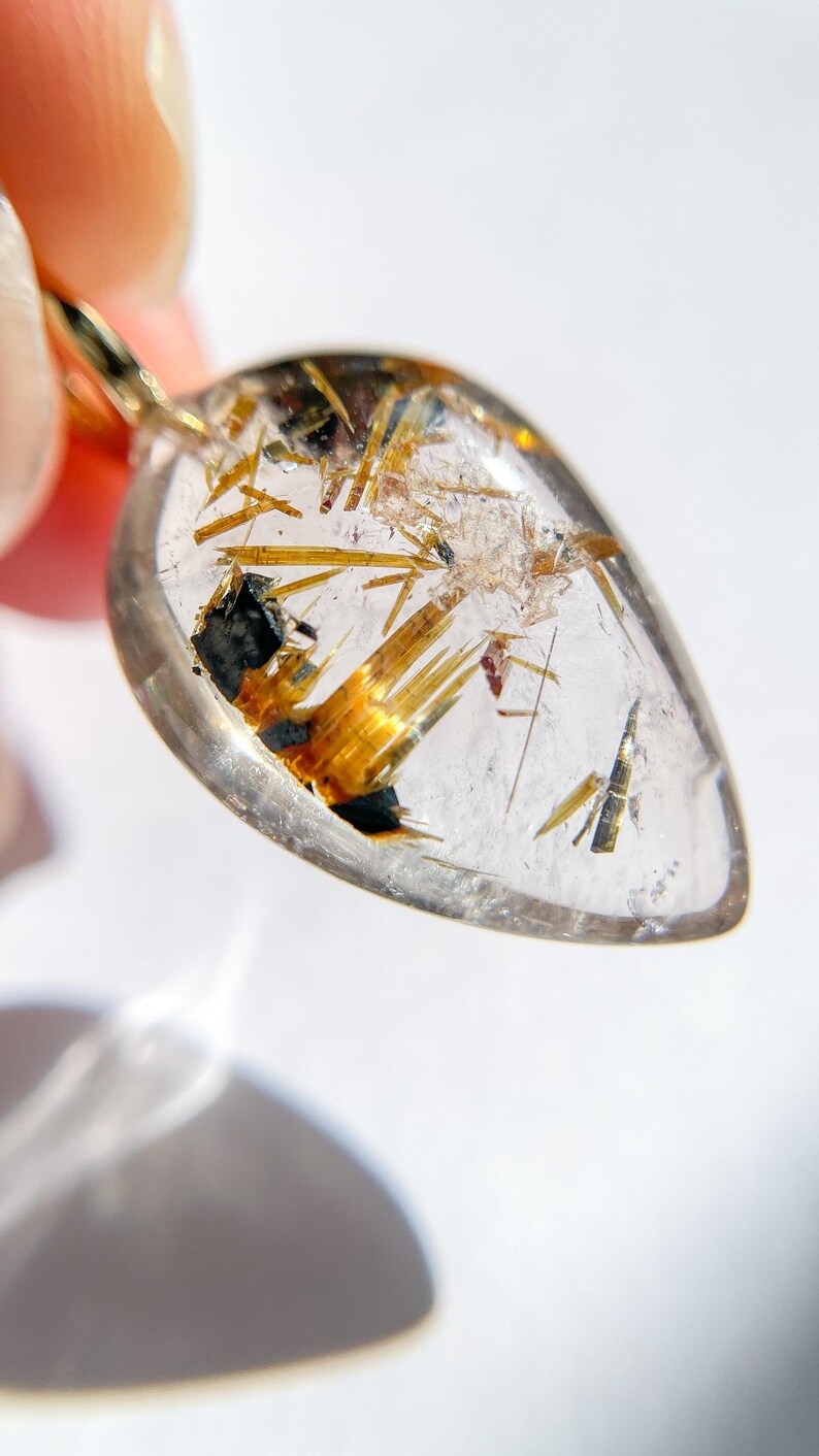 Rare Find Gold Rutilated Quartz Pendant Golden Rutile Quartz Pendant ...