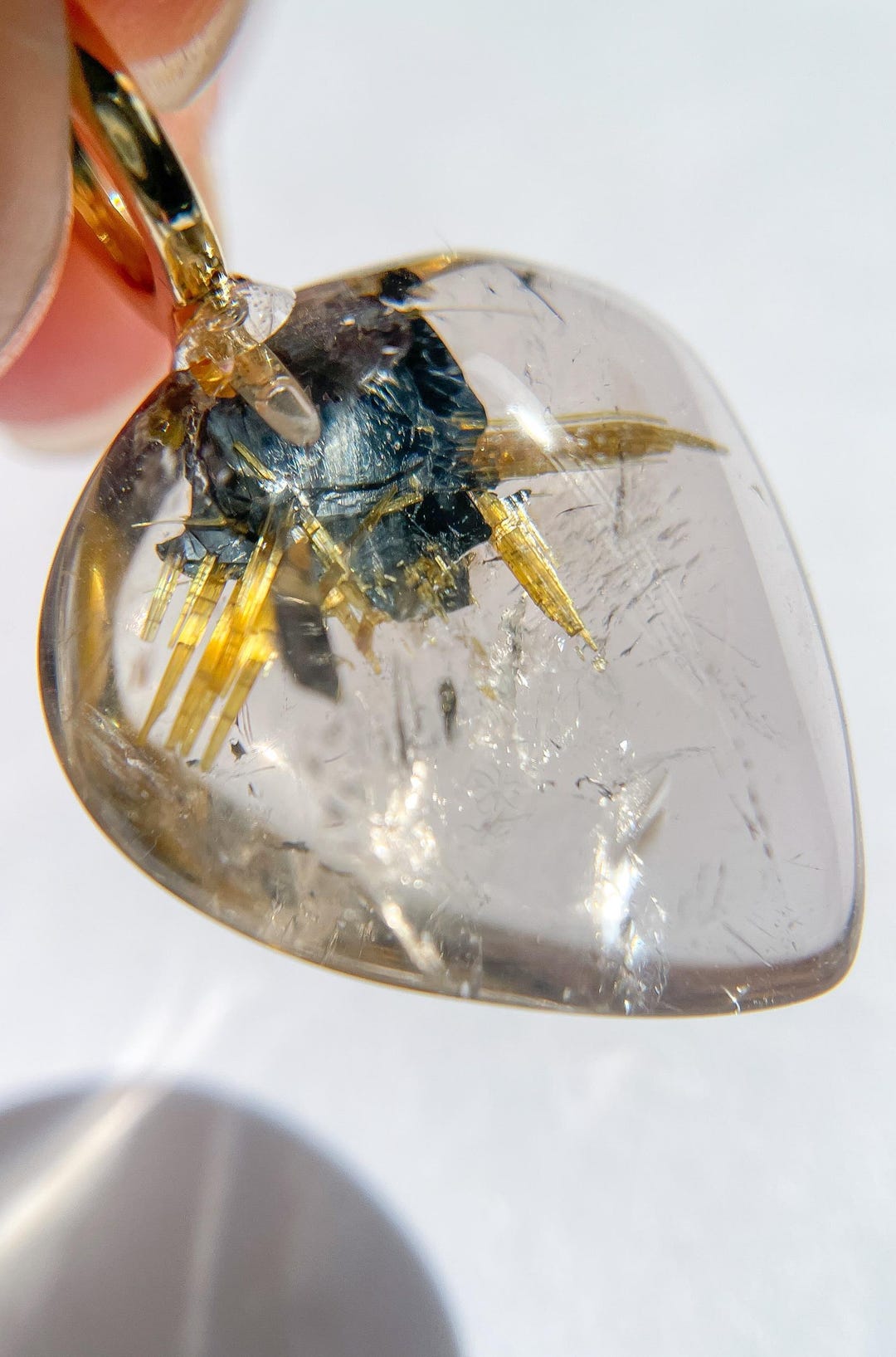 Gold Rutilated Quartz Pendant Golden Rutile Quartz Crystal Jewellery ...