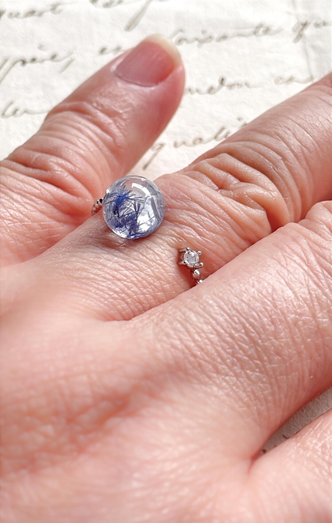 Dumortierite Quartz Ring Rare Blue Crystal Sphere Rare Inclusion ...