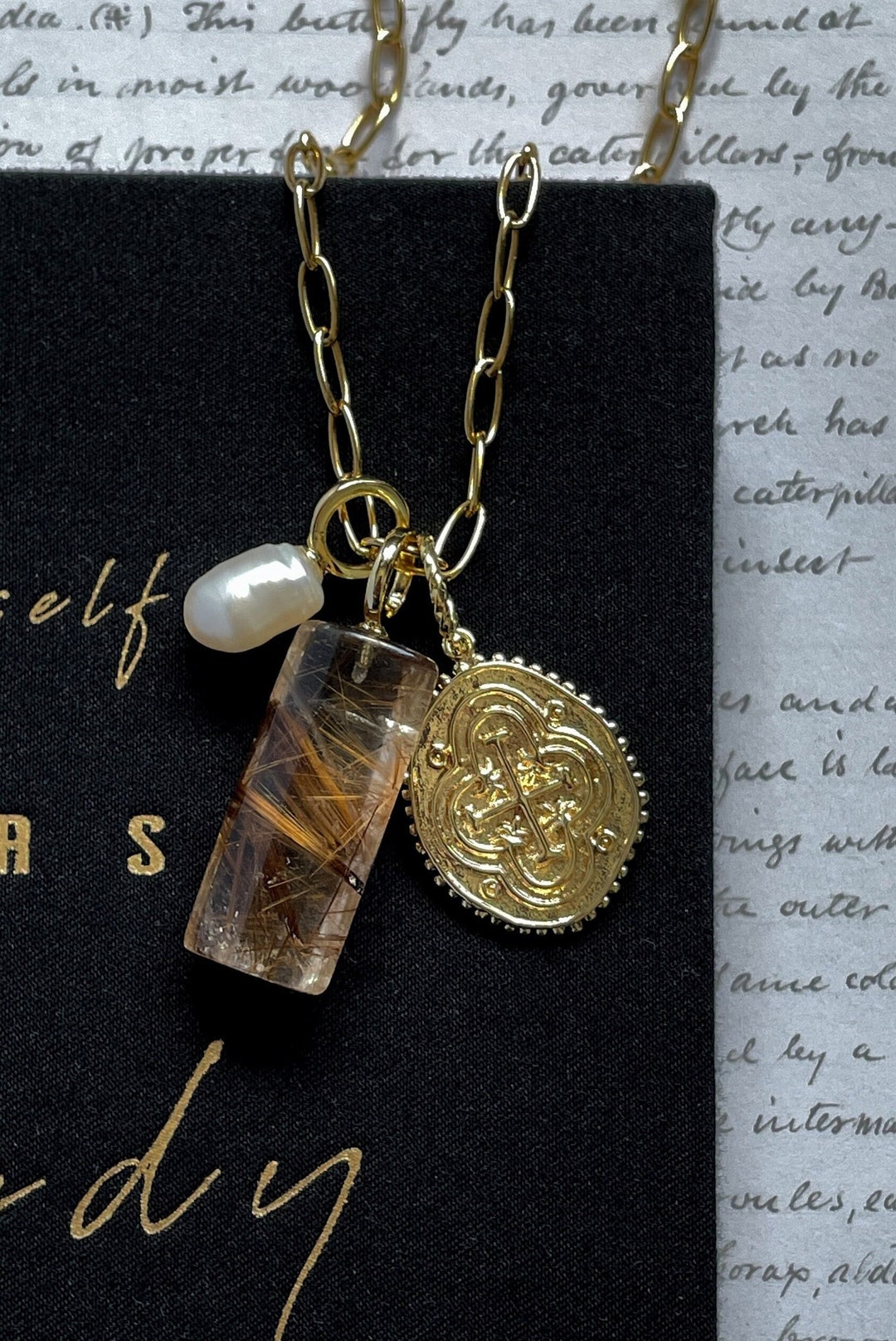 Copper Gold Rutilated Quartz Pendant Deep Golden Rutile - Etsy
