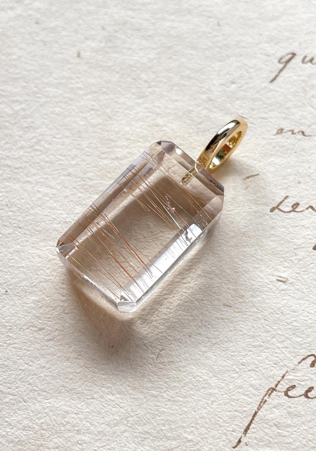 Unique Inclusion Crystal Clear Quartz Pendant With Rutilated Inclusion ...