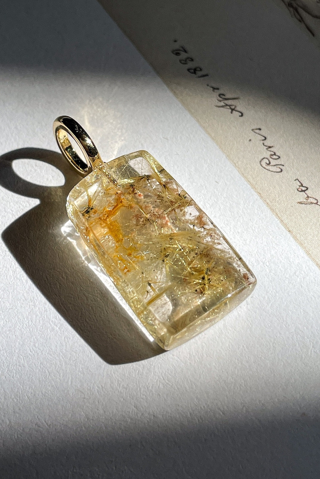 Star Gold Rutilated Quartz Pendant Golden Rutile Crystal Jewellery Star ...