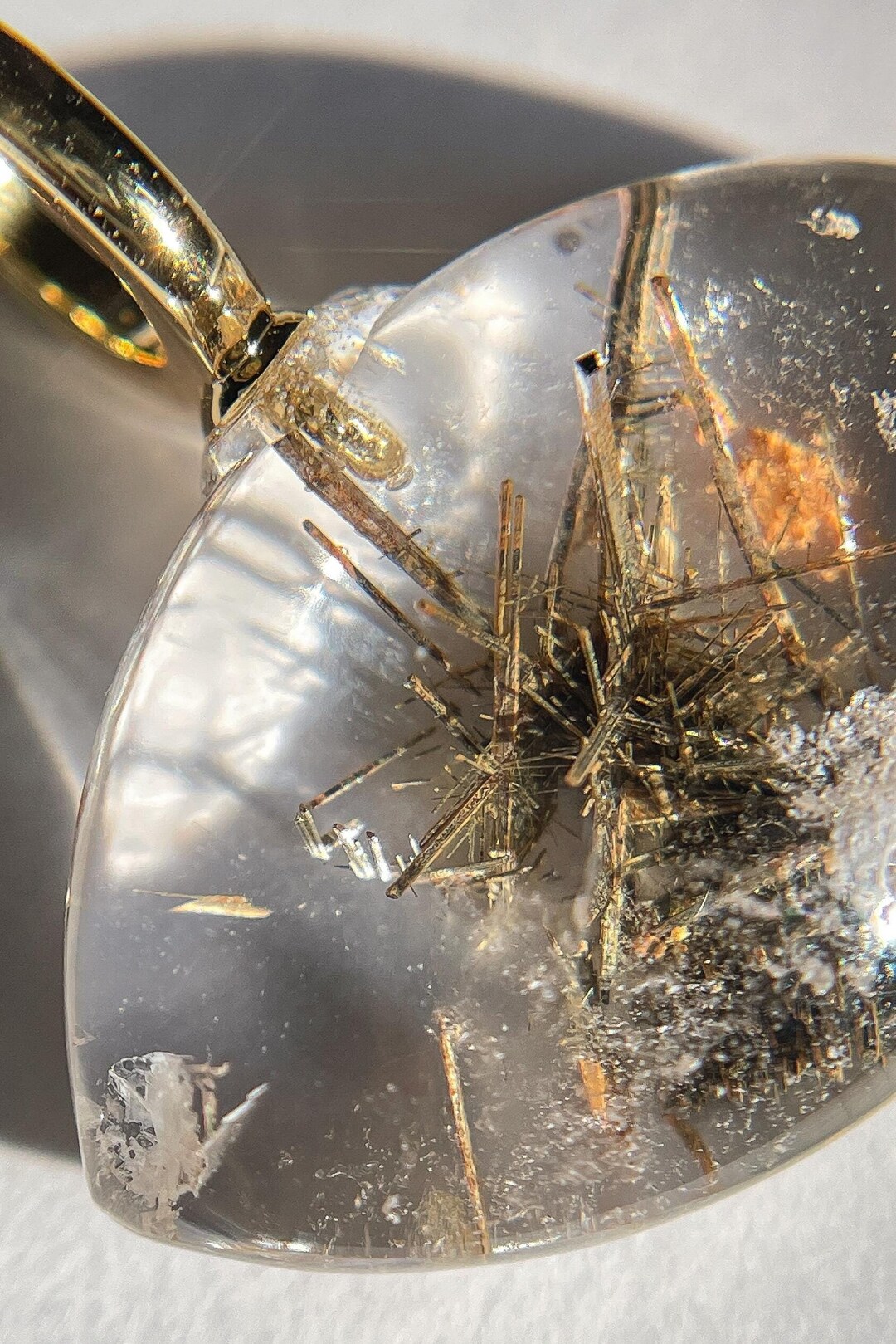 Rutile Pendant With Lodolite Inclusion Rutilated Quartz Pendant Natural ...