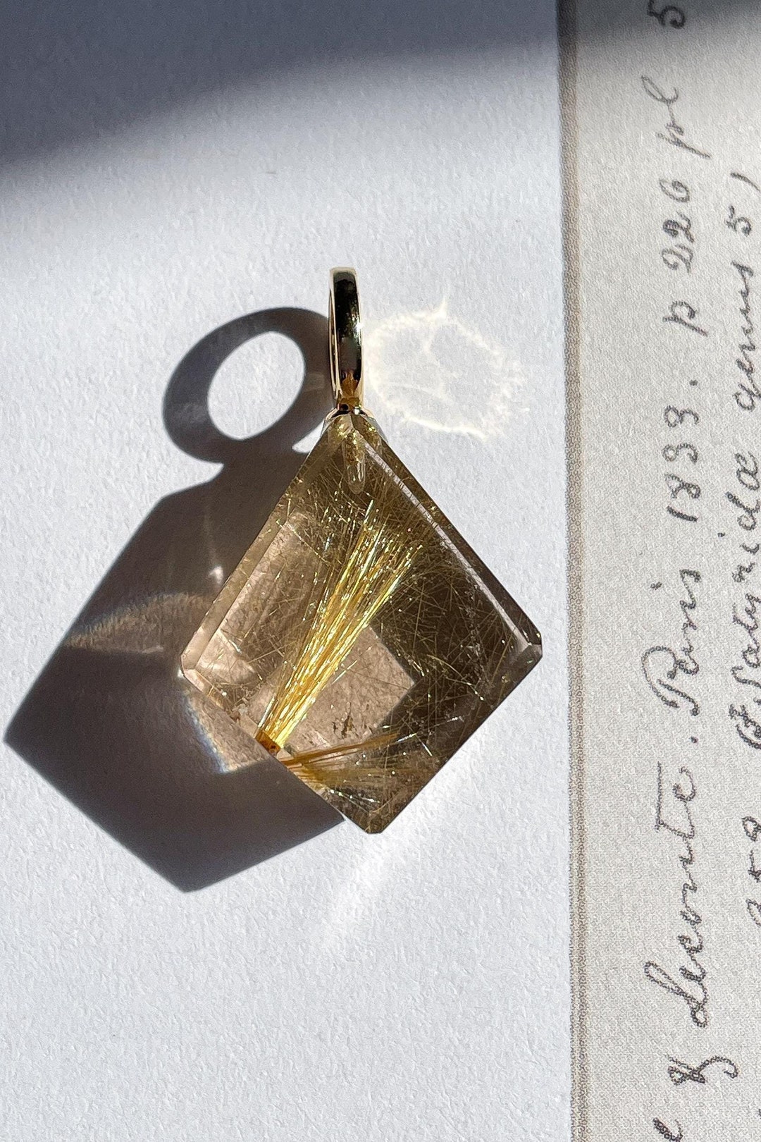 Golden Rutilated Quartz Pendant Gold Rutile Quartz Crystal Jewelry ...