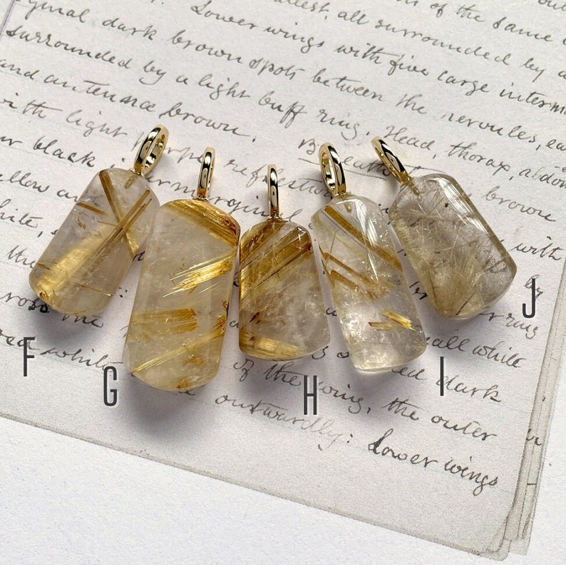 Gold Rutilated Quartz Pendant Golden Rutile Quartz Pendant - Etsy