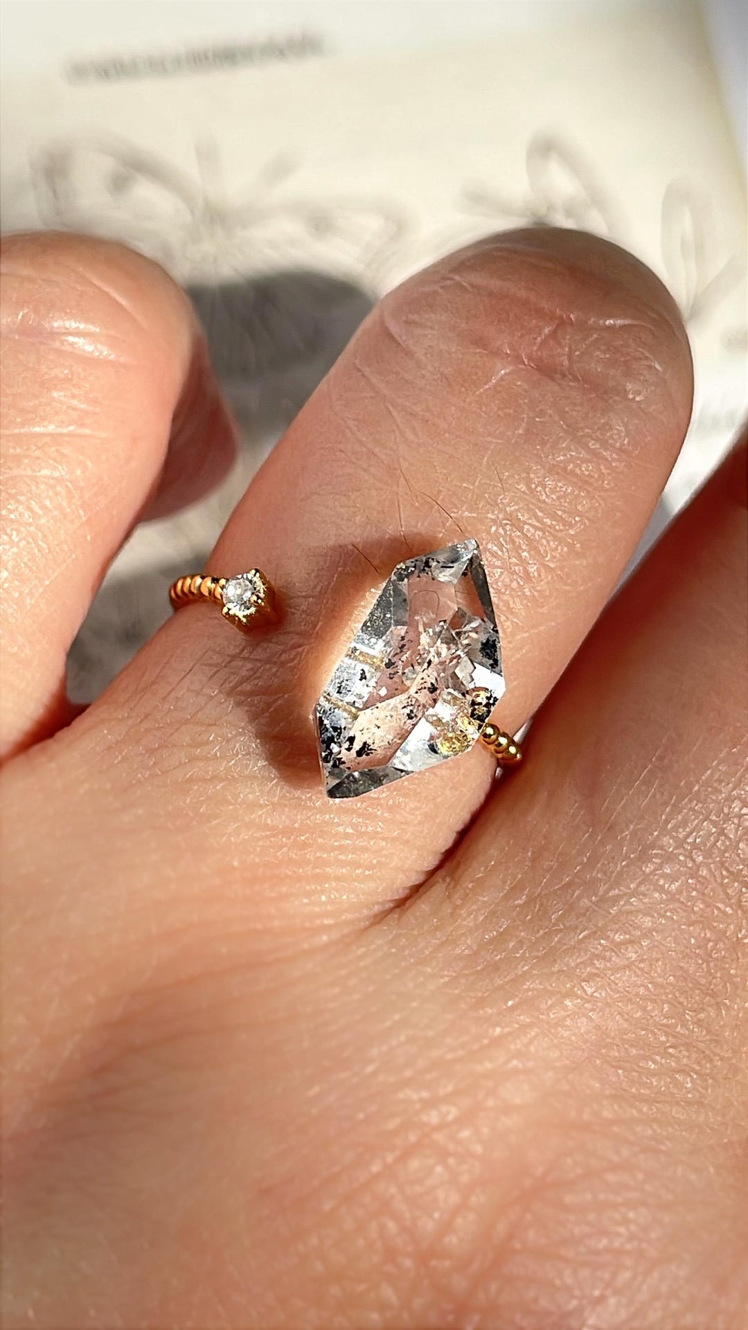 Raw Quartz Ring Double Terminated Quartz Ring Dainty Crystal Ring ...