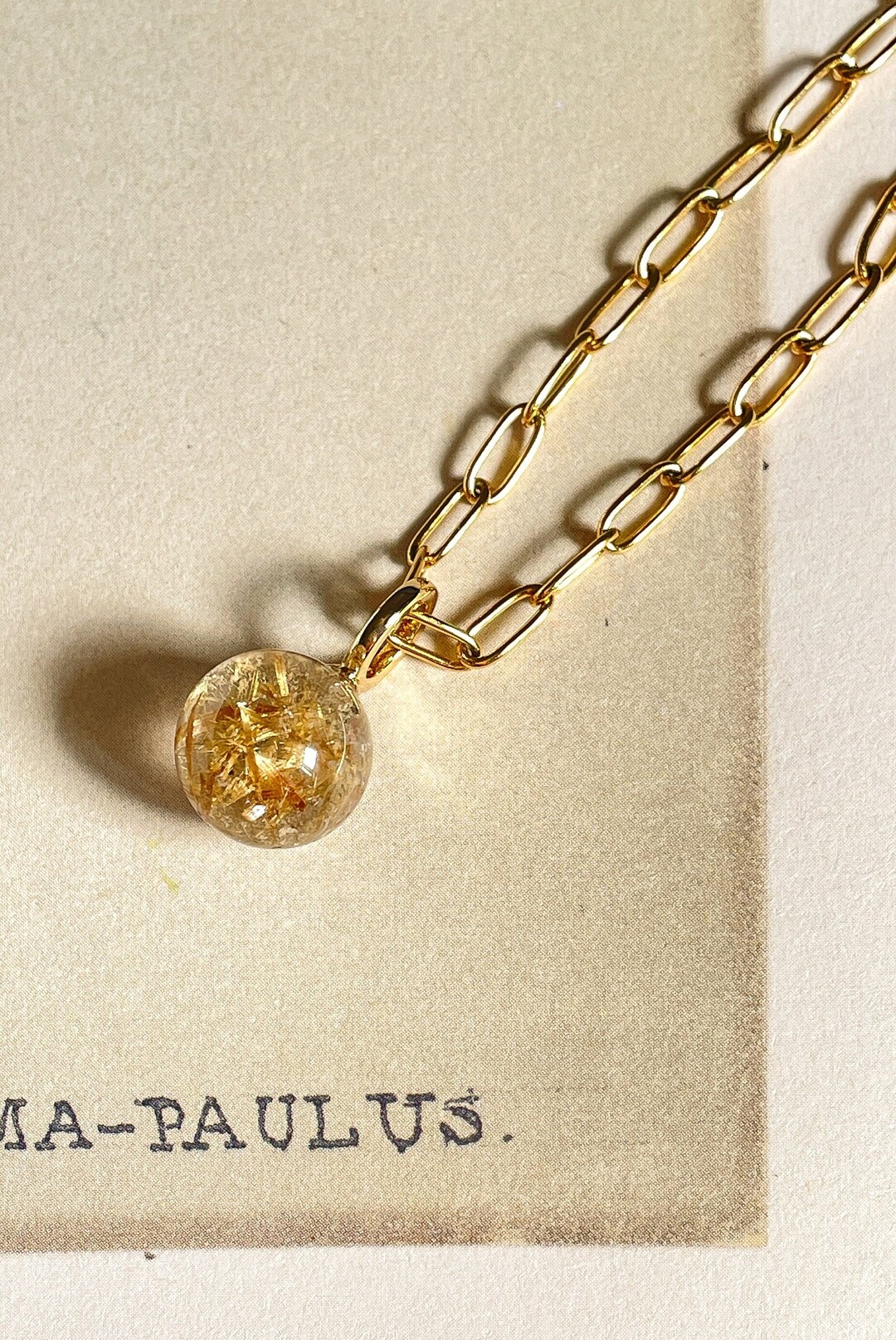 Gold Rutile Quartz Sphere Pendant Golden Rutilated Quartz Gold ...