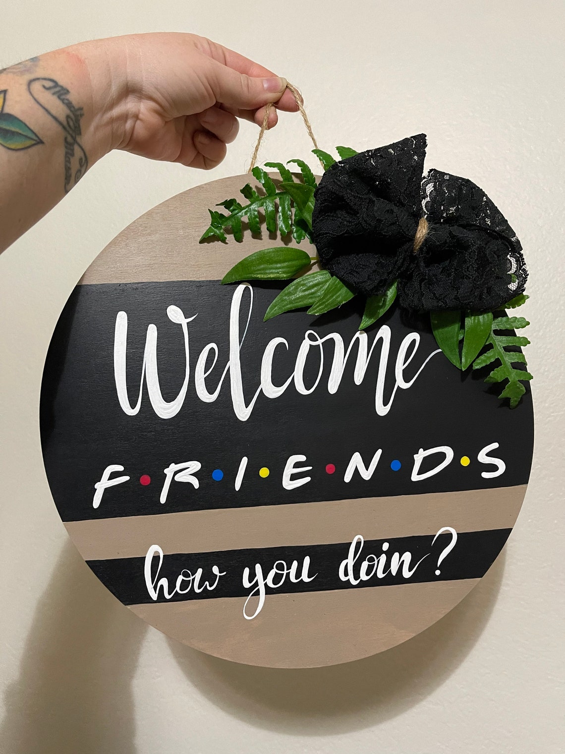 Welcome FRIENDS How You Doin Circle Door Sign Farmhouse | Etsy