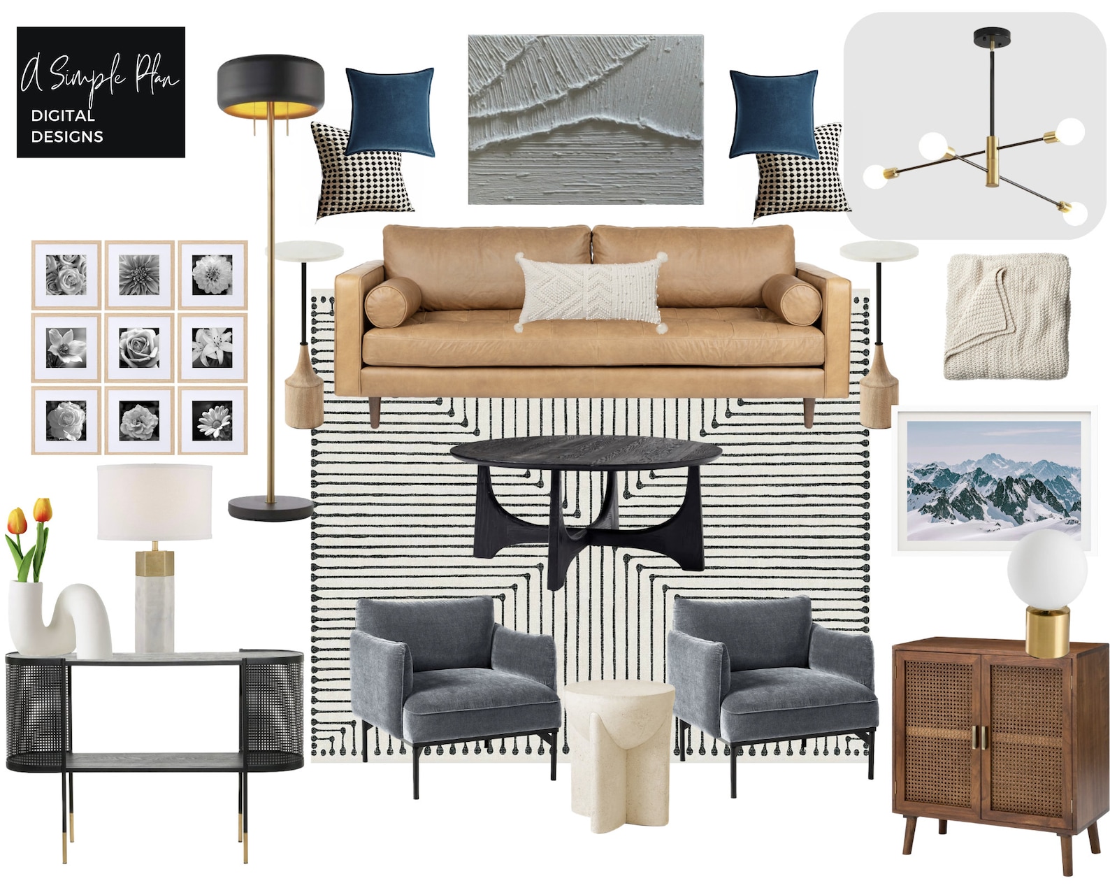 Living Room Vision Board: Sophisticated & Moody With a Mid-century ...
