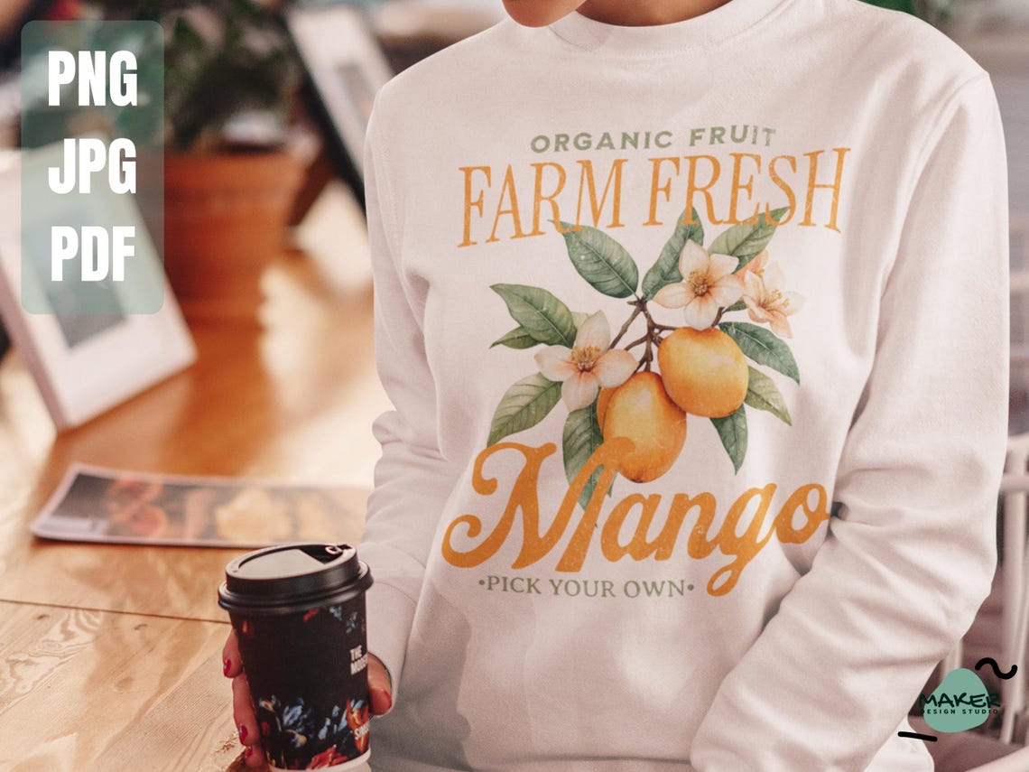 Locally Grown Mango Sublimation Png, Vintage Farm Fresh Png, Vintage ...